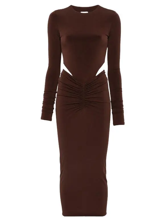 Andamane The Attico Ruched Detailing Cut-out Dress - Brown