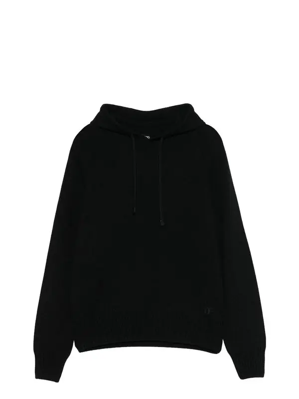 TOM FORD Cashmere Hoodie With Appliqué Logo - Black