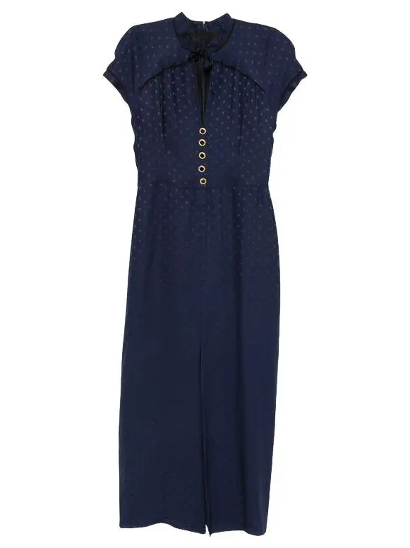 Alessandra Rich Navy Star Jacquard Dress - Blue