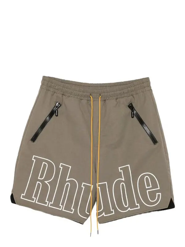 Rhude Logo Print Track Shorts - Green