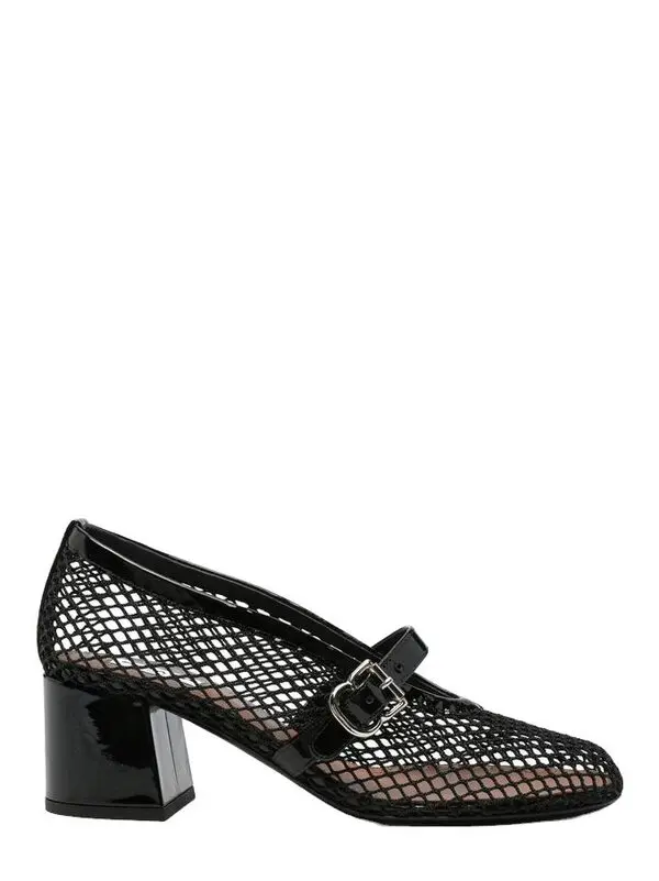 Alaïa Mesh And Patent Leather Mary Jane Block Heels - Black