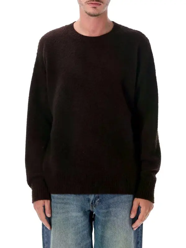 ROBERTO COLLINA Bouclé-knit Crew Neck Sweater - Brown