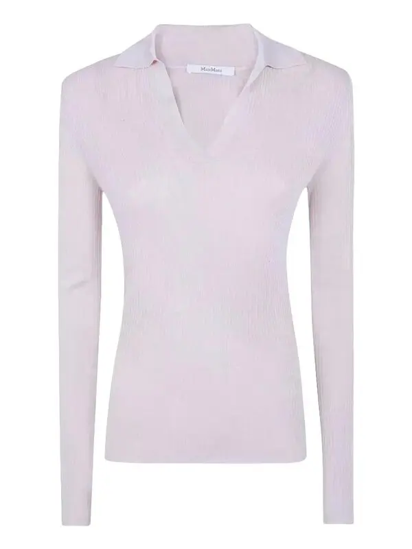 Max Mara Ribbed-knit V-neck Sweater - Pink
