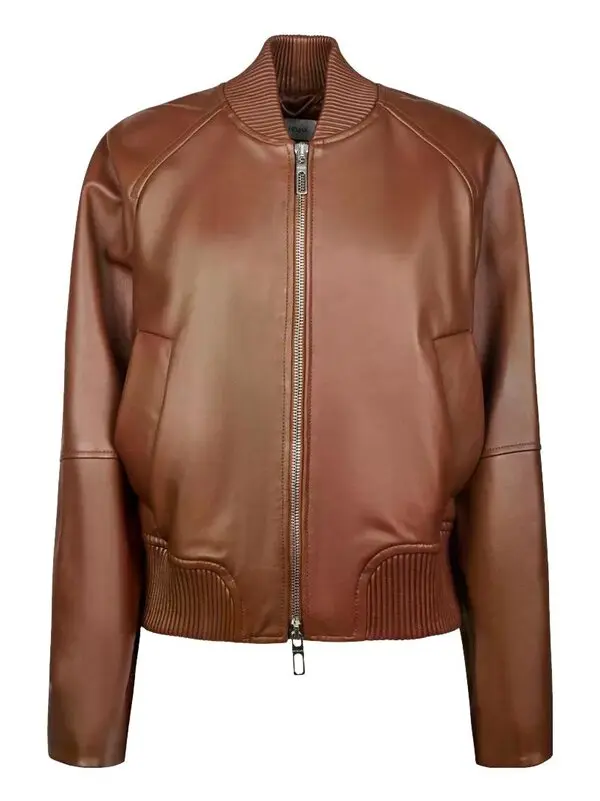 Sportmax Amour Leather Jacket - Brown