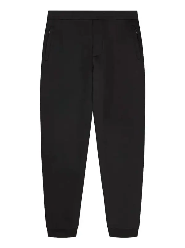 Emporio Armani Modal Fleece Jogger Trousers With Ribbed Cuffs - Black