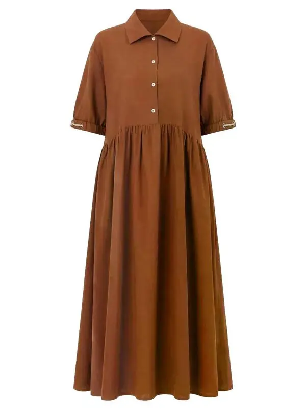 Herno Button-fastening Midi Dress - Brown