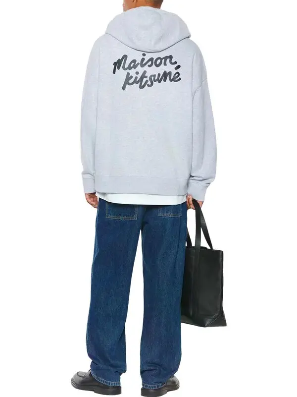 Maison Kitsuné Logo Print Hoodie - Grey