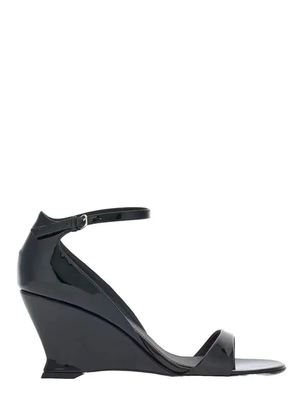FERRAGAMO 70mm Patent Wedge Sandals - Black