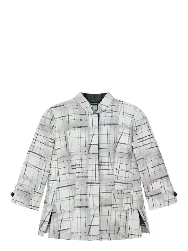 Emporio Armani Check Print Mandarin Collar Shirt - White