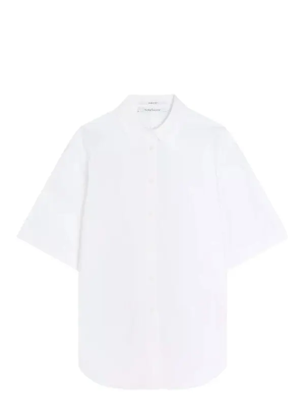 Another Tomorrow Cotton Classic Collar Short Sleeve Shirt - White