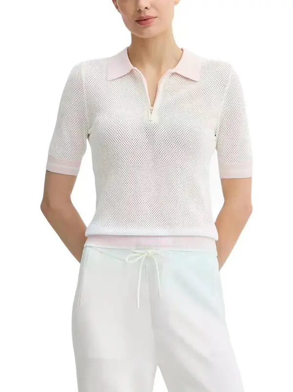 Guess Zip-fastening Mesh-knit Polo Shirt - White