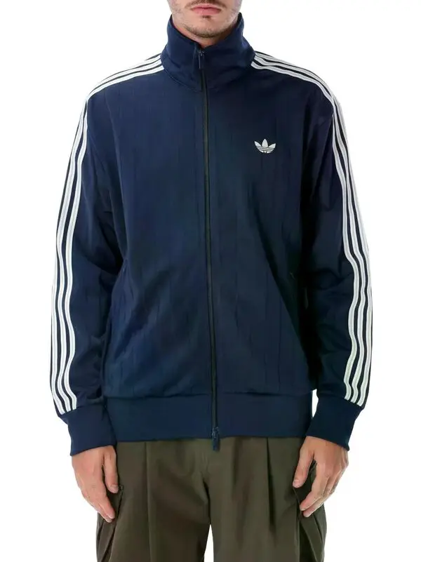 Adidas Firebird Zip-up Bomber Jacket With Three-stripe Detail - Blue