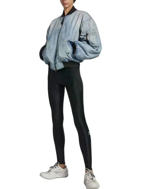 Balenciaga Zip Pocket Denim Bomber Jacket - Blue