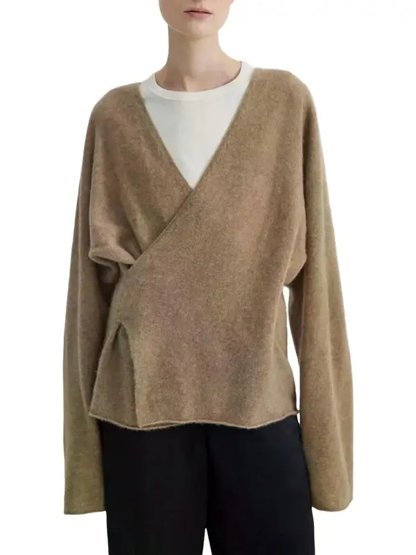 TAIGA TAKAHASHI Wrap-style Cashmere Sweater - Brown