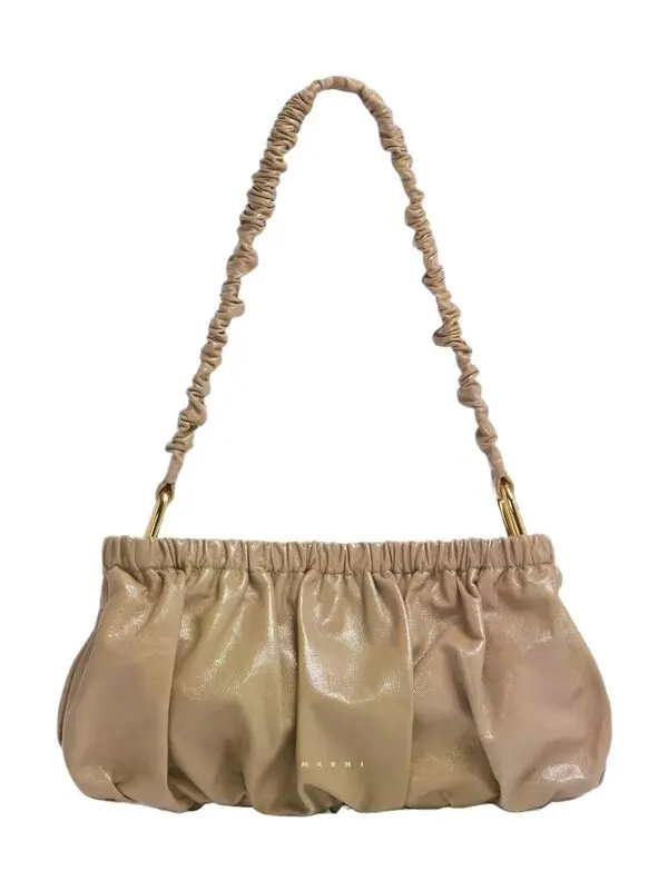 Marni Crinkled Gathered Shoulder Bag - Neutrals