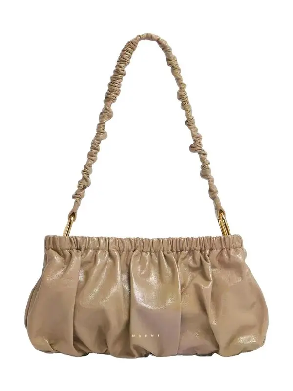 Marni Crinkled Gathered Shoulder Bag - Neutrals