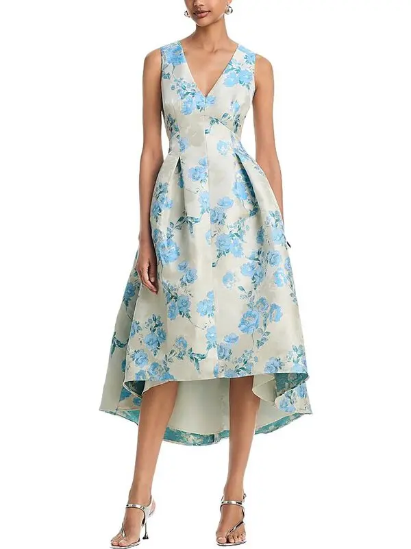 Eliza J Floral V-neck High-low Dress - Blue