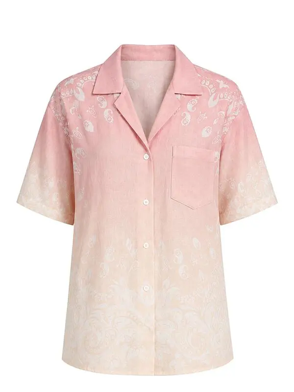 Loveist Store Paisley Print Linen Shirt - Pink