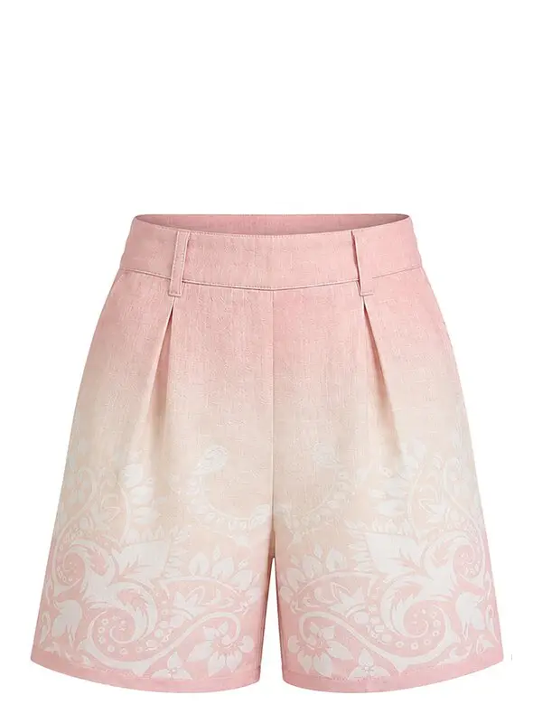 Loveist Store Pleated Relaxed Fit Shorts With Side Zipper - Pink
