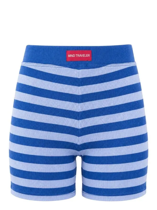 Mind Traveler Nuria Striped Cotton Shorts - Blue