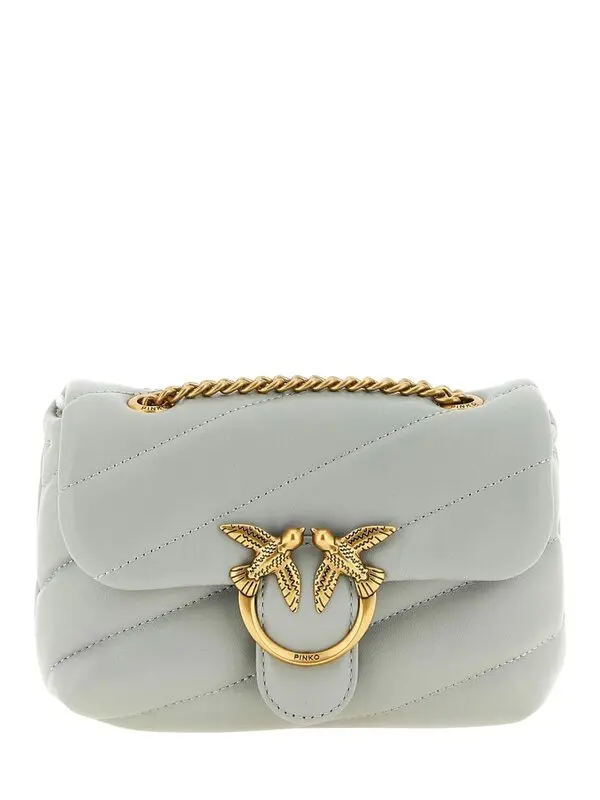 Pinko Mini Quilted Leather Bag With Chain Strap - Grey
