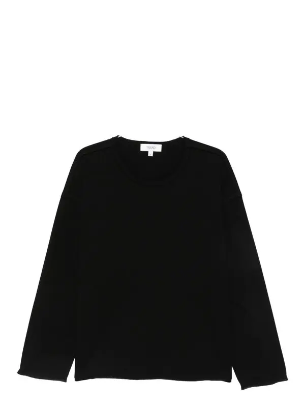 FOUND Crewneck Long-sleeve T-shirt In 100% Cotton - Nero