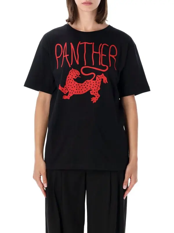 Valentino Garavani Oversized Panther Graphic Cotton T-shirt - Nero