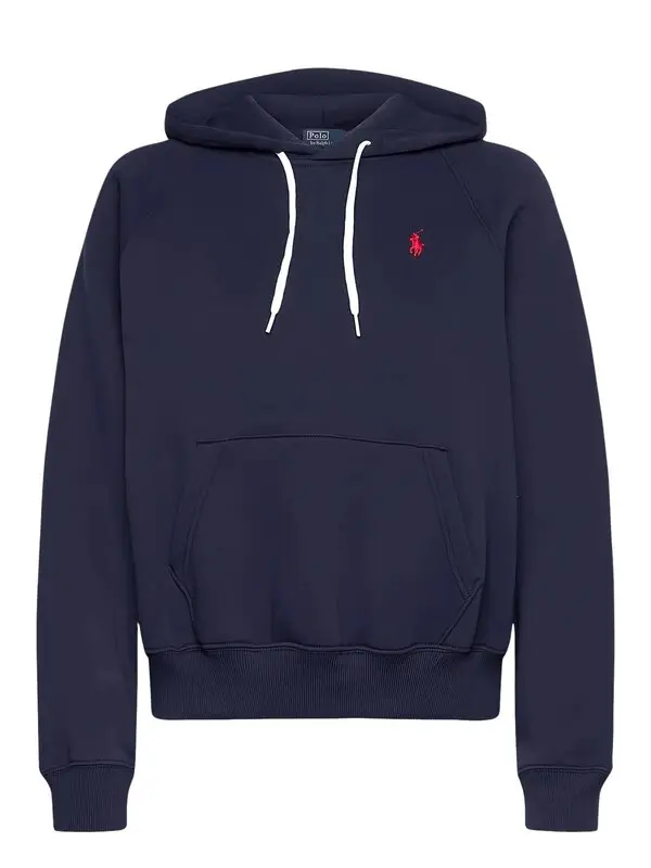 Ralph Lauren 100% Cotton Knit Hoodie With Embroidered Logo - Navy