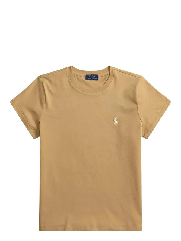 Ralph Lauren Embroidered Logo Cotton Crew Neck T-shirt - Beige