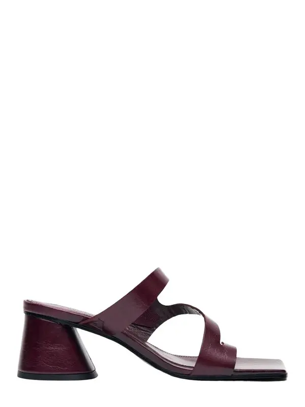 ALOHAS Leather Asymmetric Strappy Block-heel Sandals - Rosso