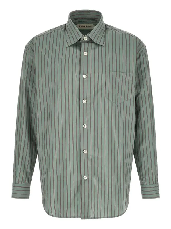 NAMACHEKO Striped Button-up Shirt - Light Blue