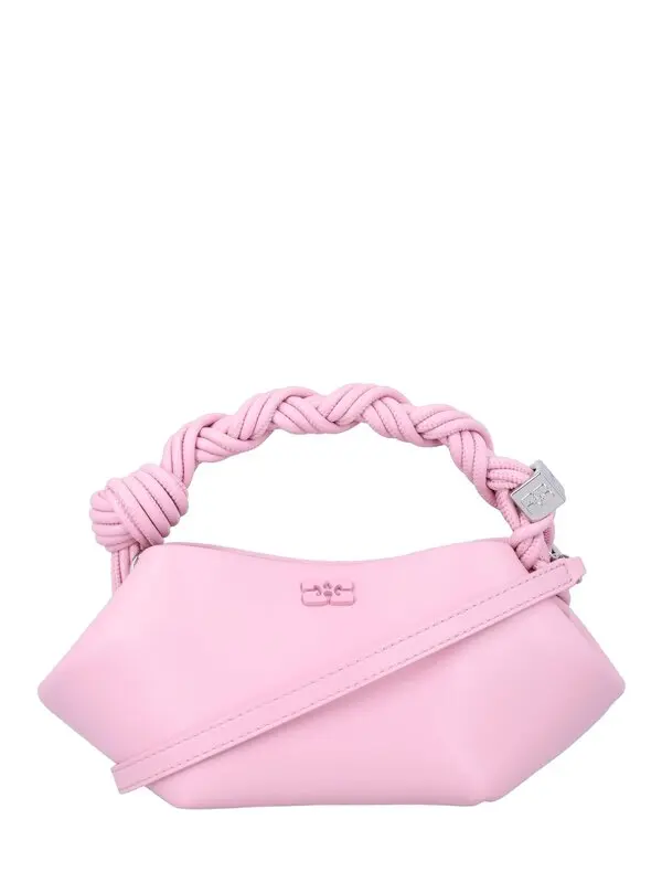 GANNI Mini Braided Top Handle Bag With Gold Dice Charm - Rosa