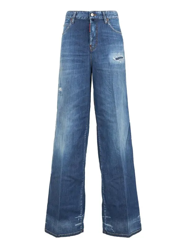Dsquared2 Medium Wash Baggy Jeans - Blue