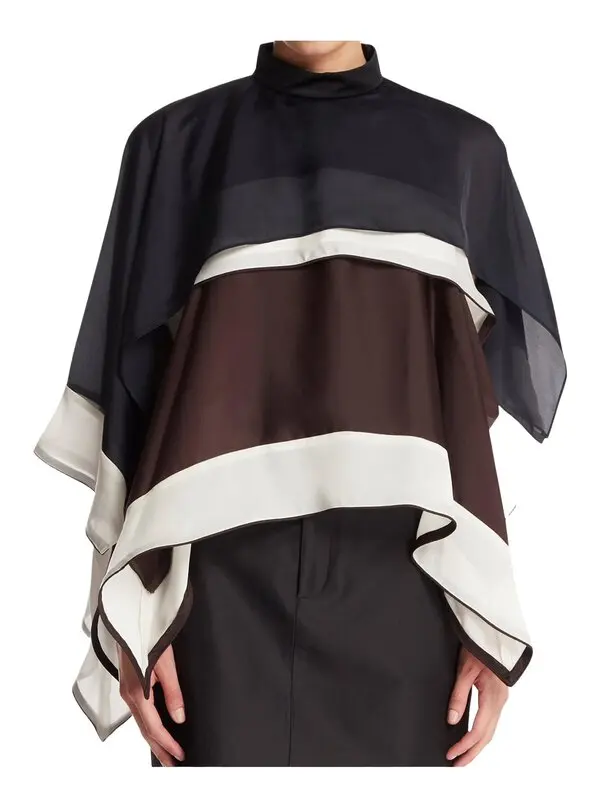 Sacai Draped Cape Effect Blouse - Black