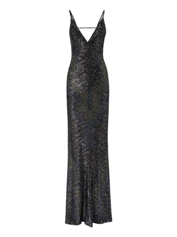 Missoni Sleeveless V-neck Floor Length Gown With Sequin Embellishment - Black