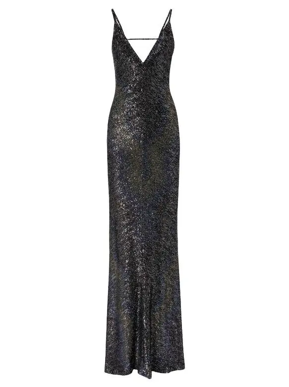 Missoni Sleeveless V-neck Floor Length Gown With Sequin Embellishment - Black