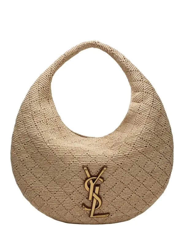 Saint Laurent Icare Hobo Bag In Crochet Raffia - Brown
