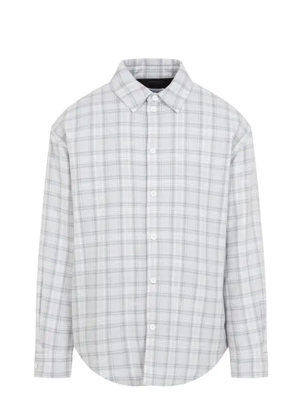 Off-White Flannel Wool Overshirt Padded Coat - Gray