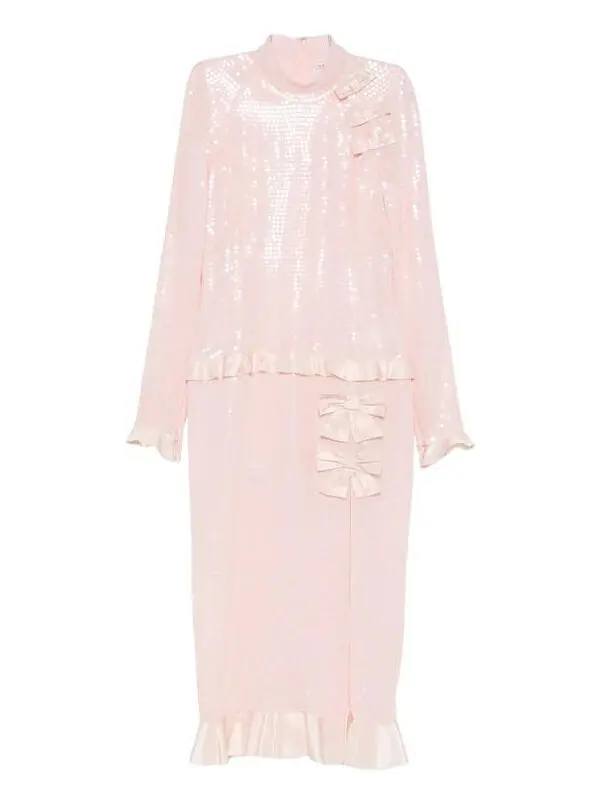 Alessandra Rich Sequin Embellished Long Sleeve Dress - Pink