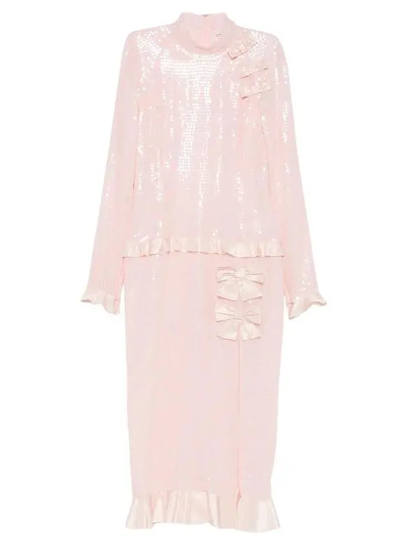 Alessandra Rich Sequin Embellished Long Sleeve Dress - Pink