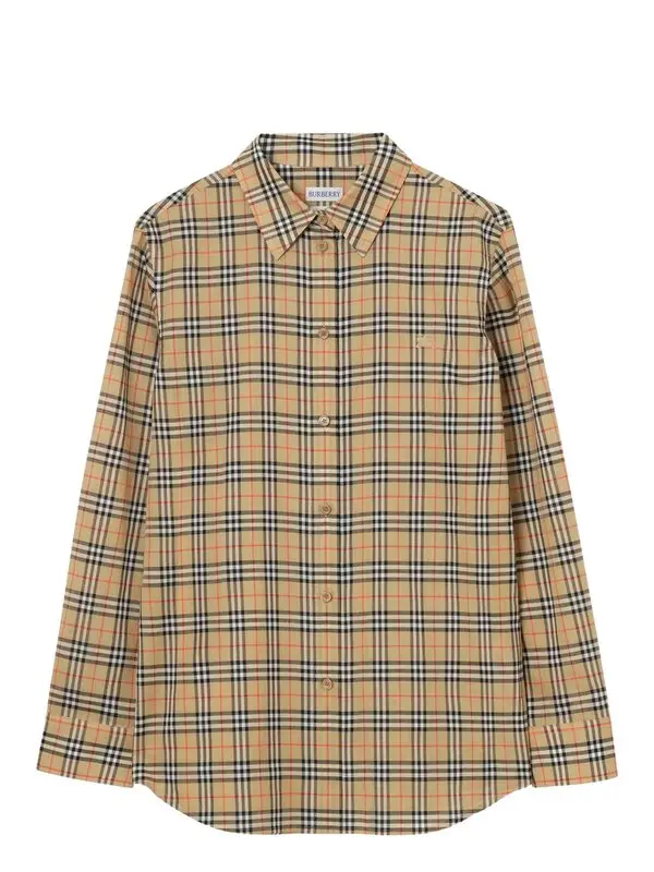 Burberry Classic Fit Check Cotton Shirt With Embroidered Equestrian Knight Design - Multicolor
