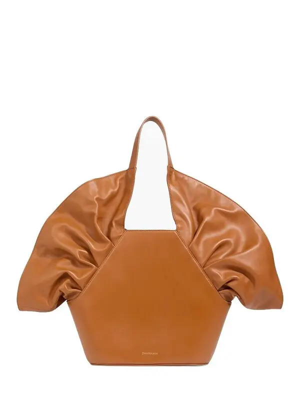 Zimmermann Ruffled Leather Tote - Tan