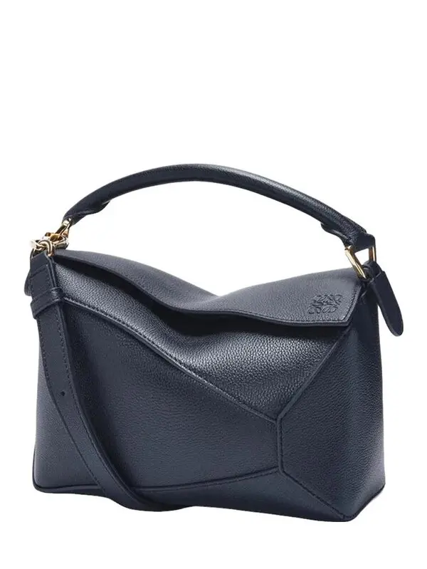 Loewe Small Puzzle Edge Bag In Grained Calfskin - Blue