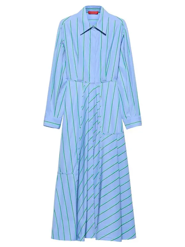 Max & Co. Cotton Striped Shirt Dress - Blue