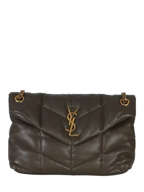 Saint Laurent Loulou Puffer Chain Satchel - Green
