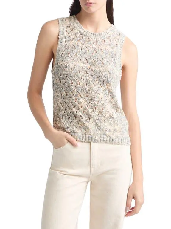 Veronica Beard Semisheer Cotton Blend Knit Tank - Dove Multi