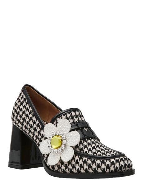 Betsey Johnson Casandra Loafer Pump With Floral Appliqu - Black/white Multi