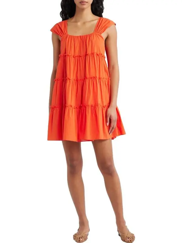 FRNCH Nicandro Tiered Cotton Minidress - Corail