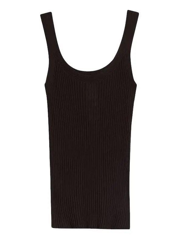 Akris Twisted Rib Cotton Tank - Mocca