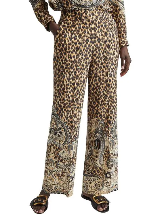 Etro Straight Leg Silk Pants - Beige